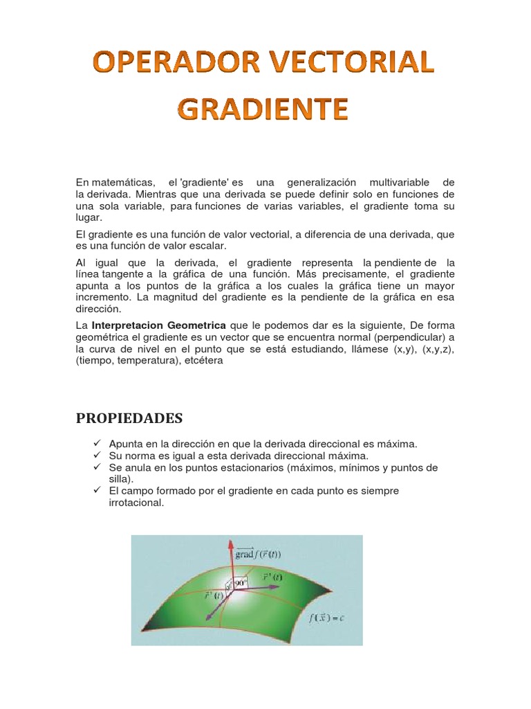 Operador Vectorial Gradiente | PDF | Degradado | Vector Euclidiano