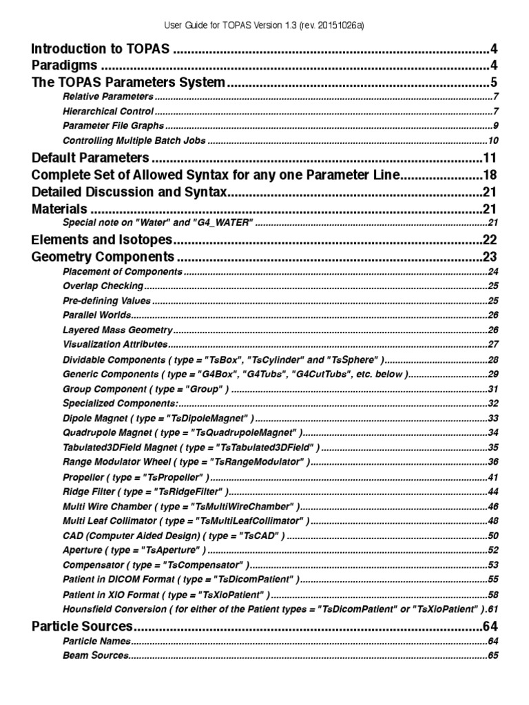TOPAS UserGuide V1 3 20151026a PDF | PDF | Command Line Interface | Parameter (Computer Programming)