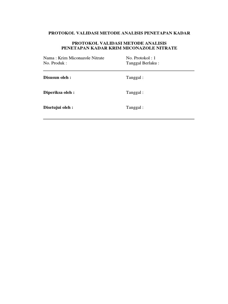 Protokol Validasi Metode Analisis Penetapan Kadar Protokol Validasi Metode Analisis Penetapan ...