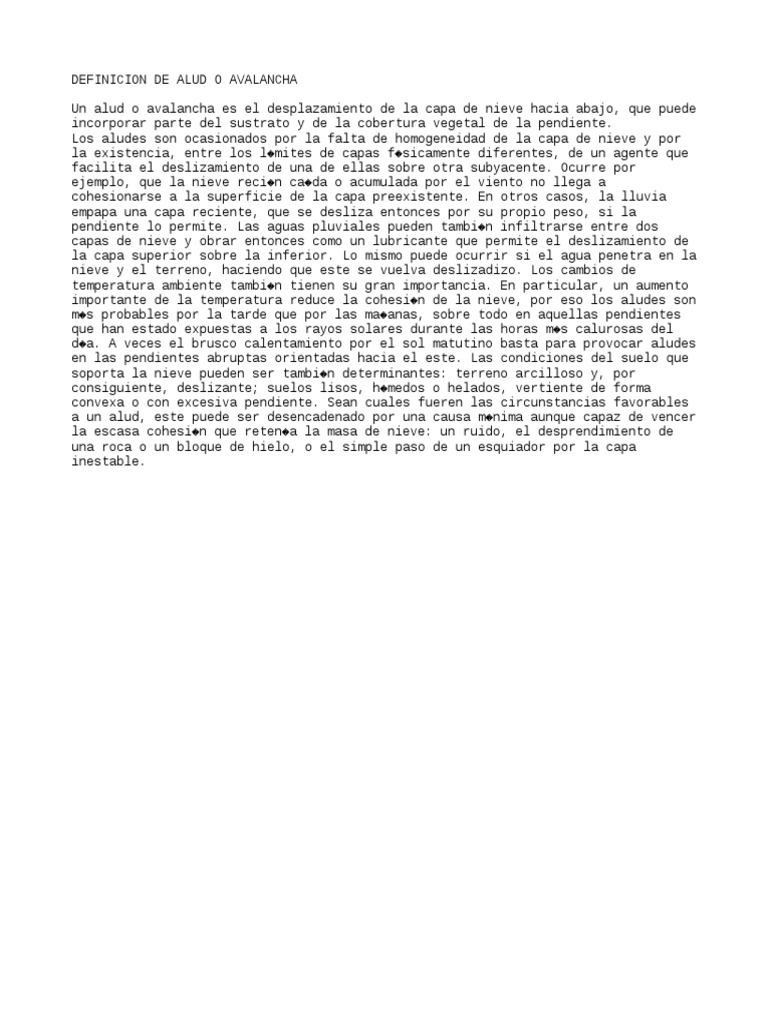 Definicion Alud o Avalancha | PDF