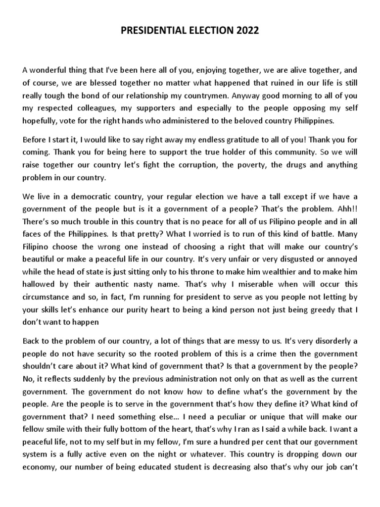 Election Speech | PDF | Politics | Lifestyle