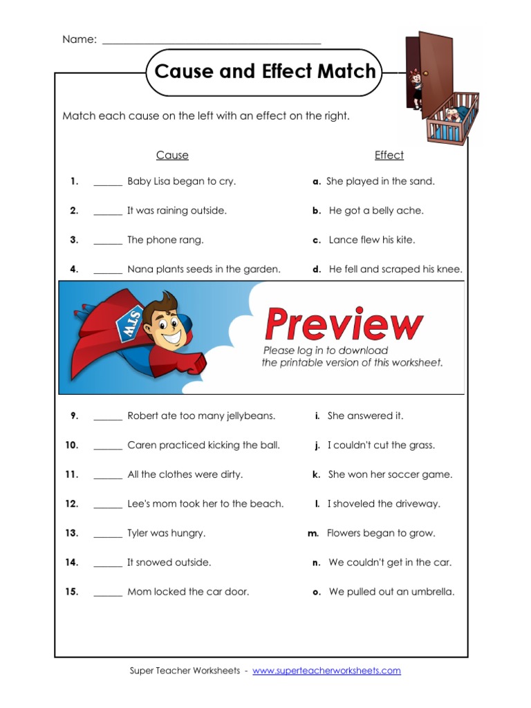 Connecting Causes and Effects: A Cause and Effect Matching Activity ...