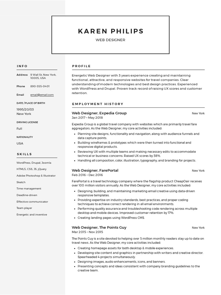 Karen Philips: Web Designer | Download Free PDF | Web Design | World ...