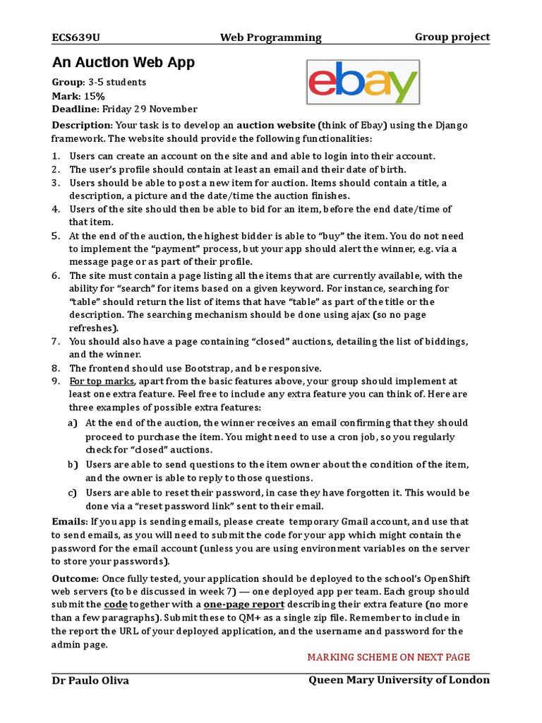 Guidelines and Requirements for Developing an Auction Web Application ...