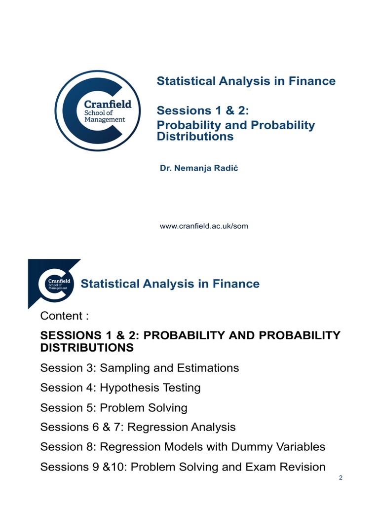 Probability For Finance | PDF | Probability Distribution | Random Variable