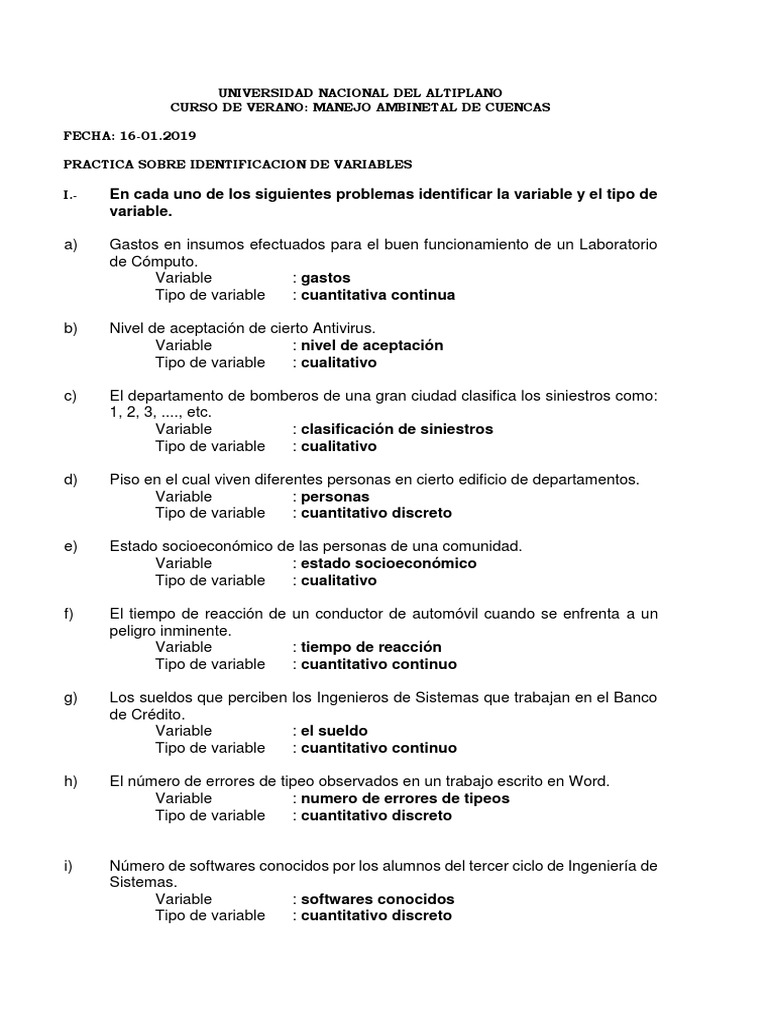 Identificacion de Variables - Ejercicios Avanze | PDF | Informática ...