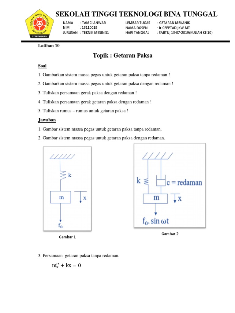 10tugas Getaran Mekanik | PDF