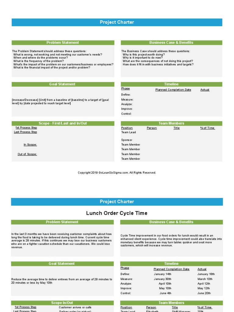 Project Charter: Problem Statement Business Case & Benefits | PDF ...