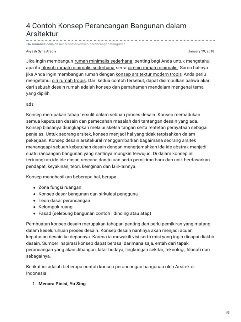 4 Contoh Konsep Perancangan Bangunan Dalam Arsitektur | PDF