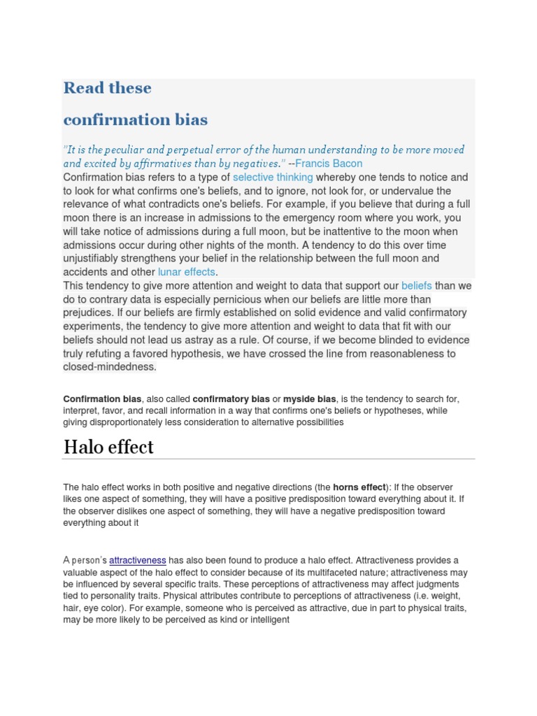 Halo Effect and Related Studies | PDF | Bias | Ignorance