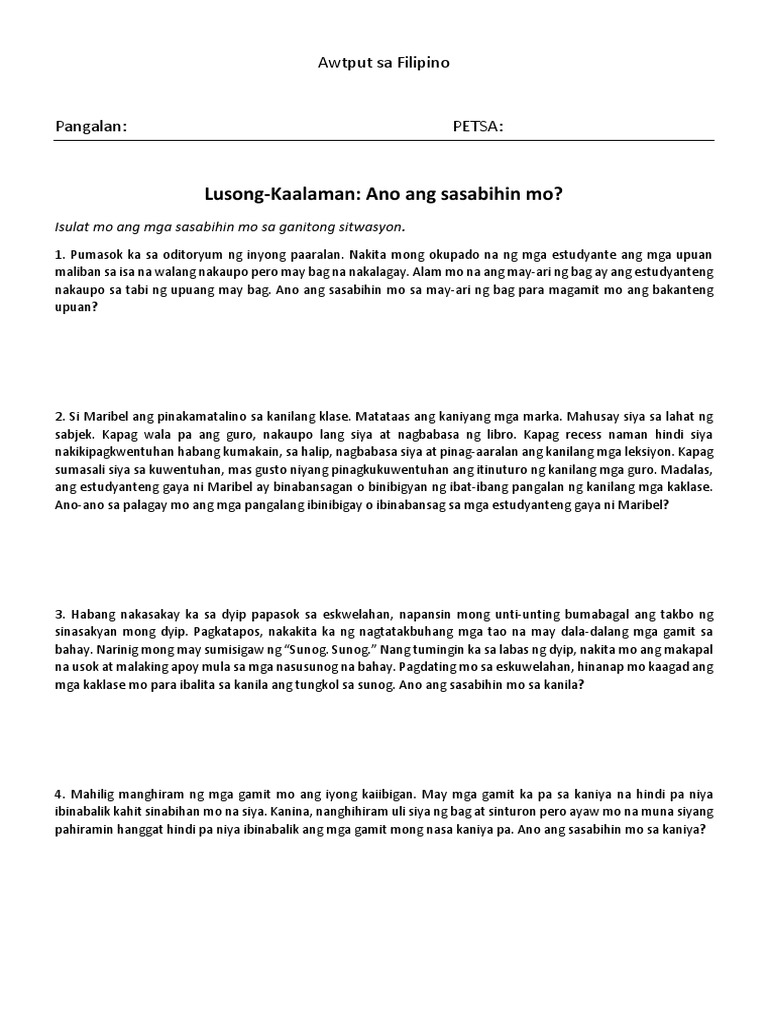 Awtput Sa Filipino | PDF