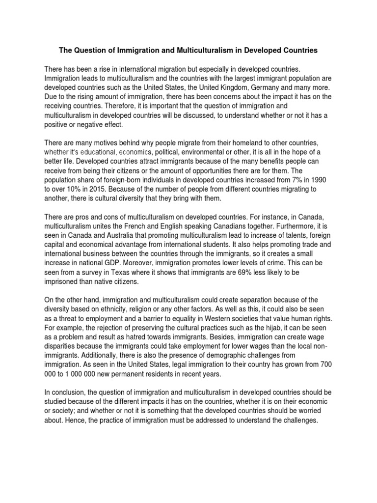 Immigration and Multiculturalism | PDF | Immigration | Multiculturalism