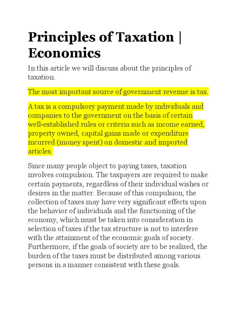 Principles of Taxation | PDF | Progressive Tax | Public Good