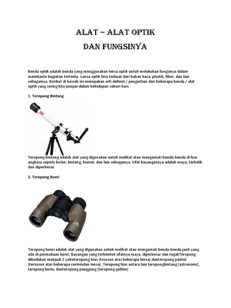 Alat Optik dan Fungsinya dalam Kehidupan | PDF