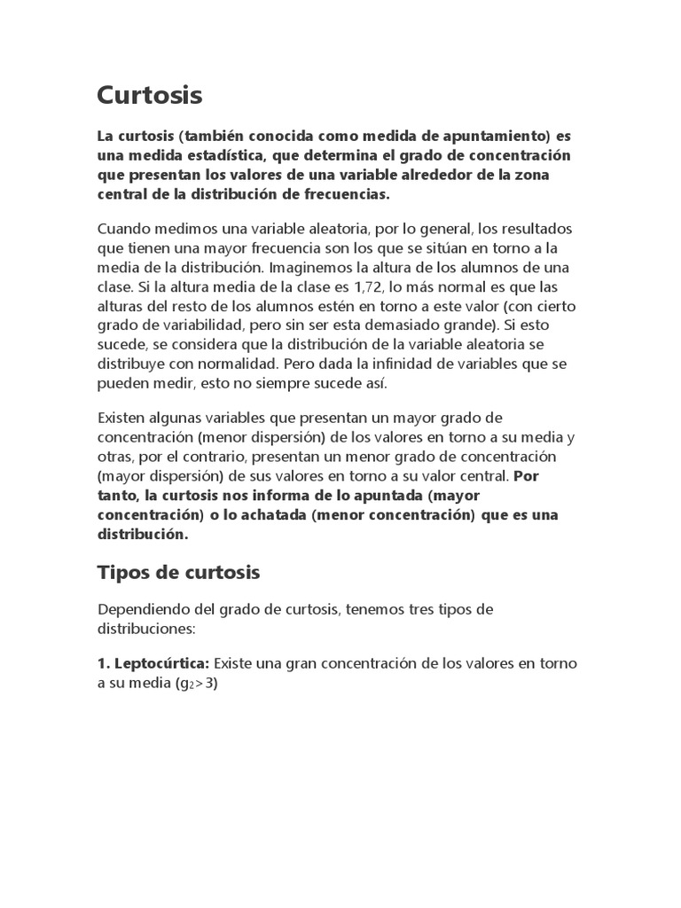 Curtosis | PDF | Media | Teoría estadística
