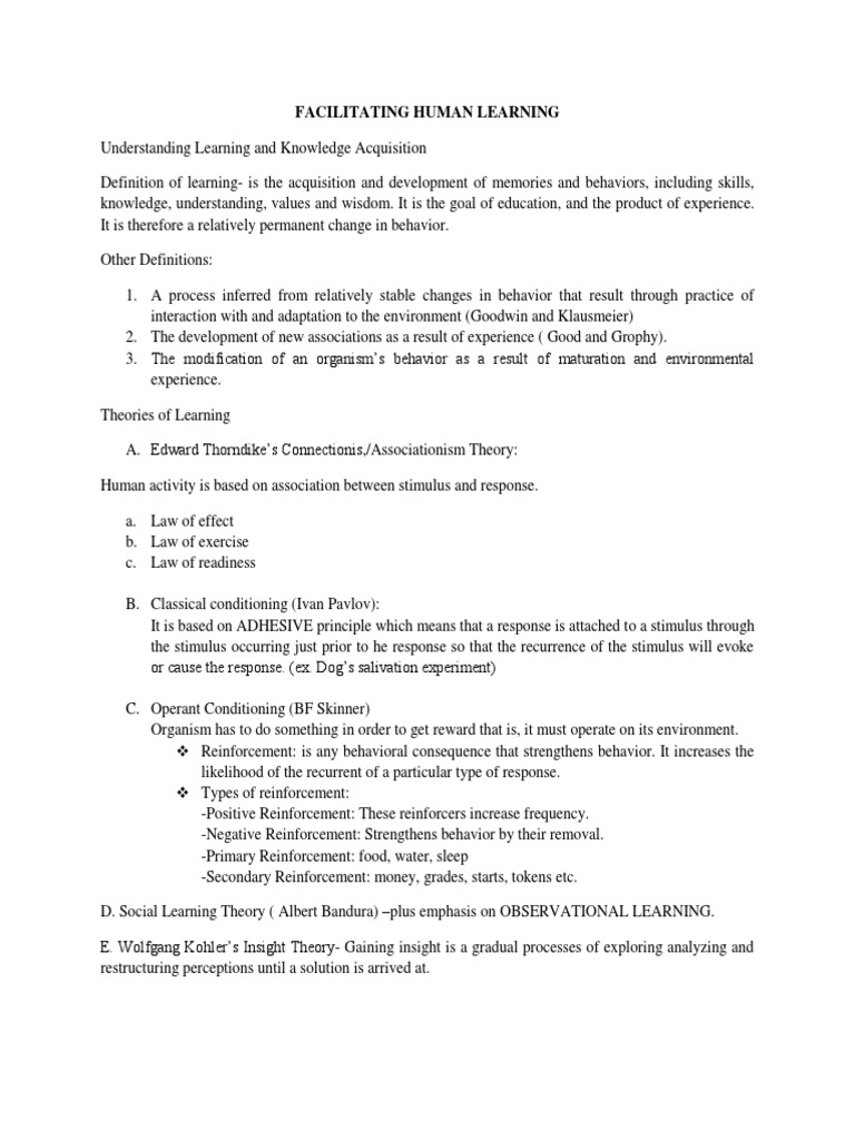 Facilitating Human Learning Pdf Motivation Motivational