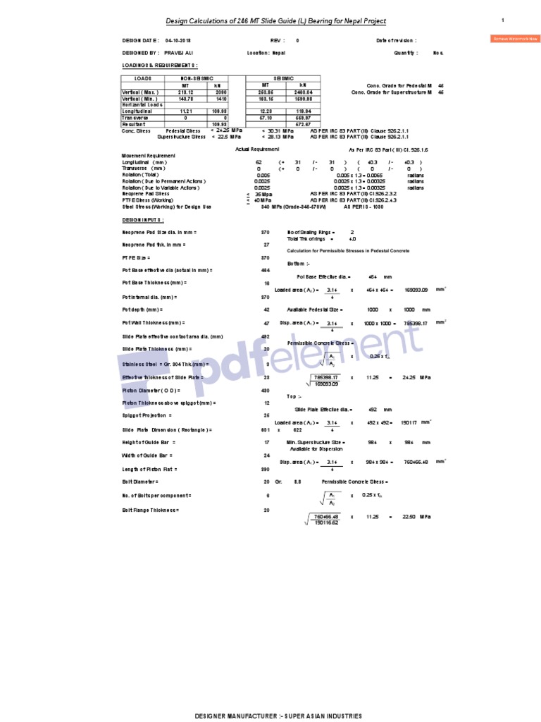 246 MT Slide Guide Bearing Design | PDF | Screw | Stress (Mechanics)