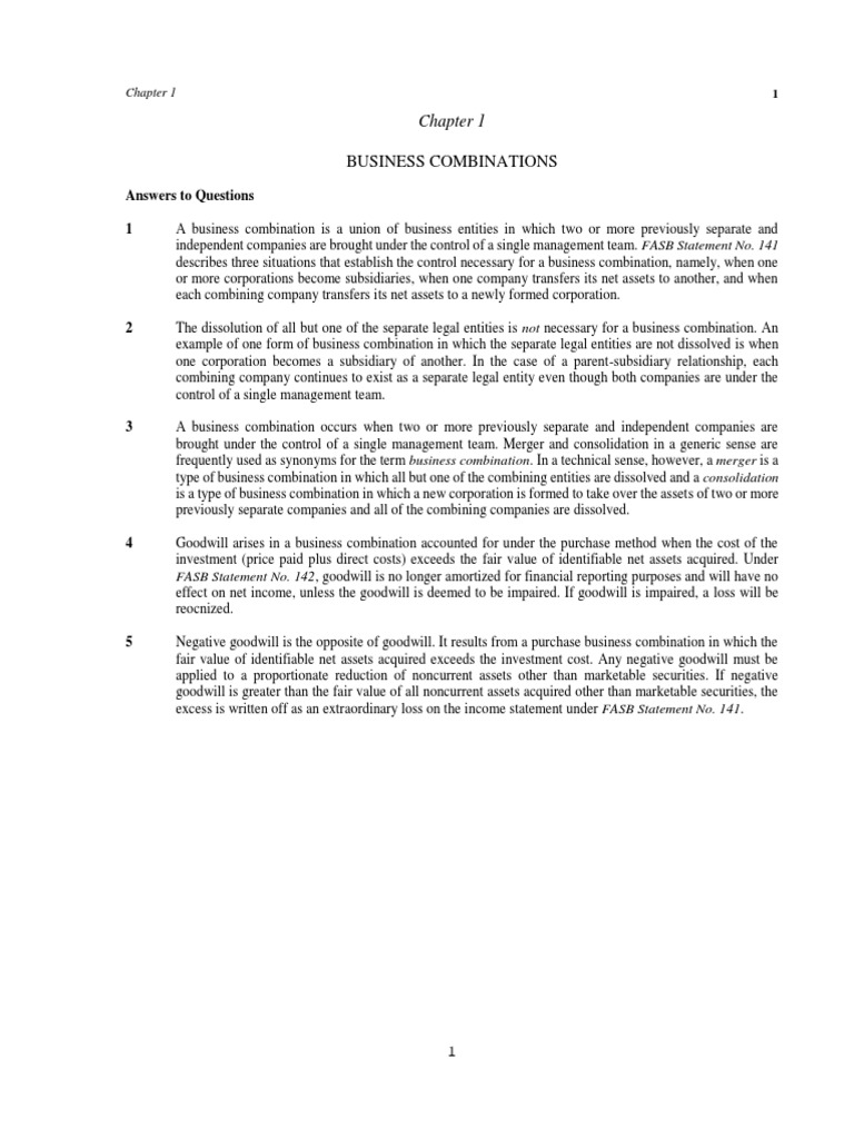 Business Combinations Explained | PDF | Goodwill (Accounting) | Equity ...
