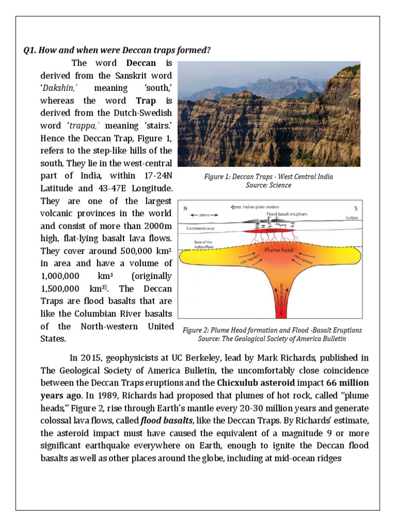 Q1. How and When Were Deccan Traps Formed? The Word Deccan Is | PDF ...