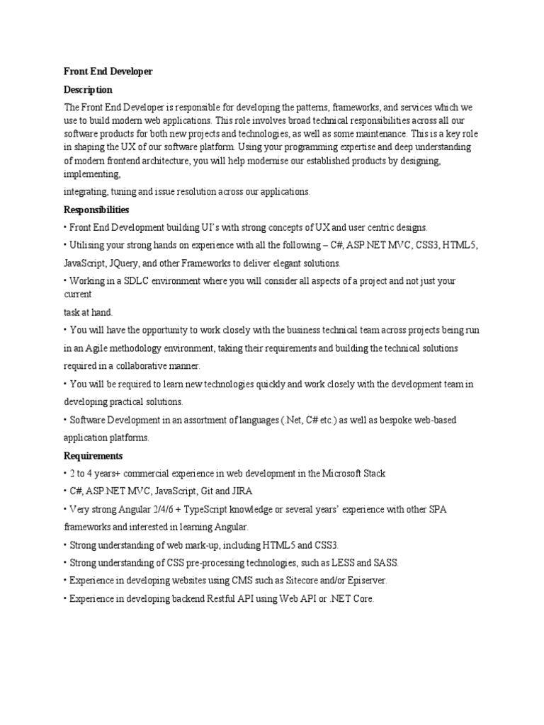 Front End Developer | PDF