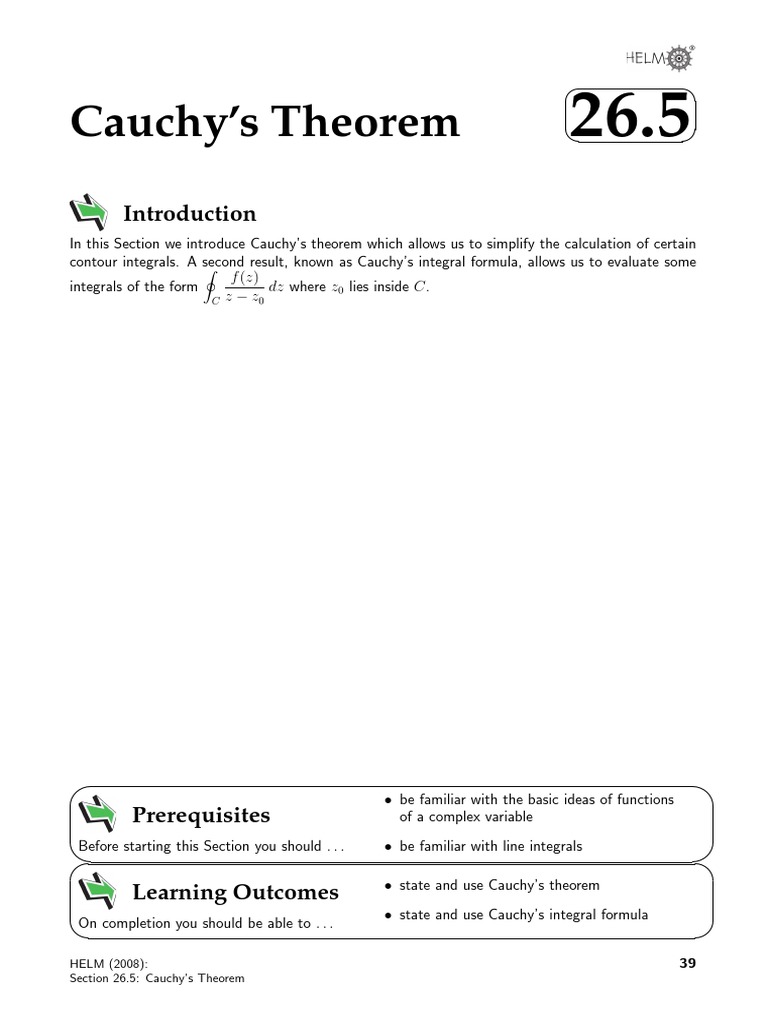 26 5 Cauchy THM PDF | PDF | Integral | Complex Analysis