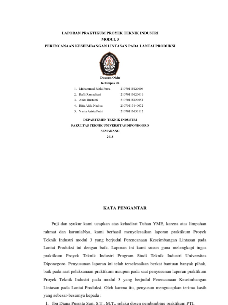 Laporan Praktikum Proyek Teknik Industri MST | PDF