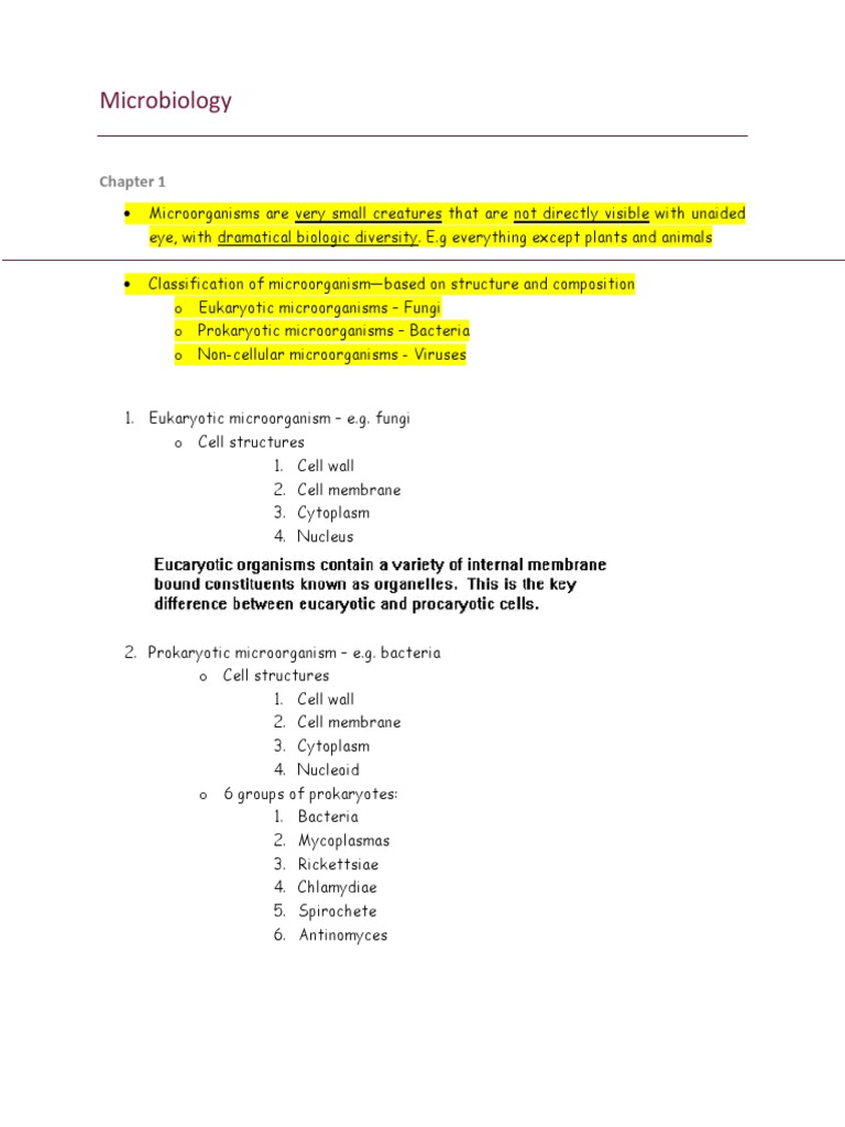 Microbiology Summary | PDF | Bacteria | Microorganism