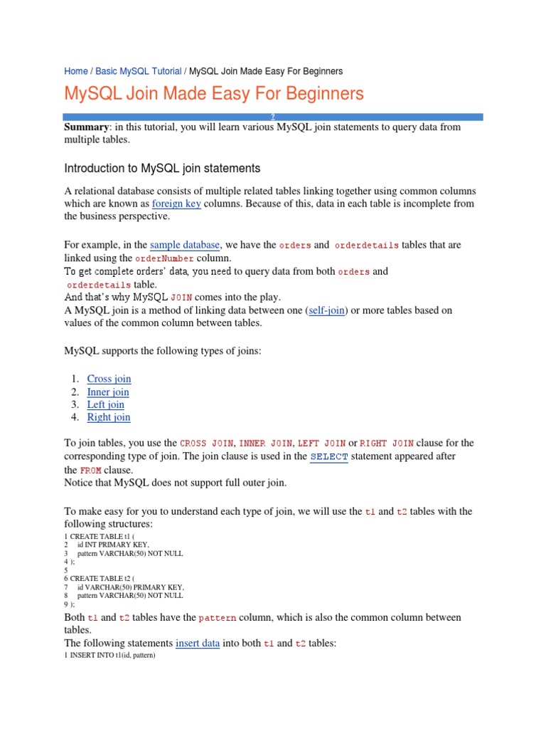 Mysql Join Made Easy For Beginners | PDF | Computer Programming | Areas ...