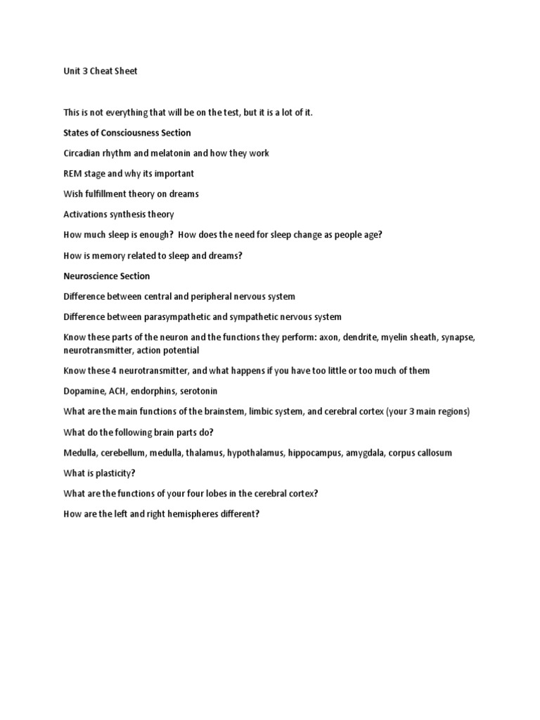 Unit 3 Cheat Sheet | PDF