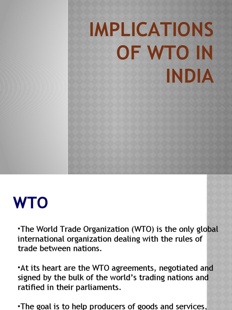 Implications of Wto in India | PDF | Trips Agreement | World Trade ...