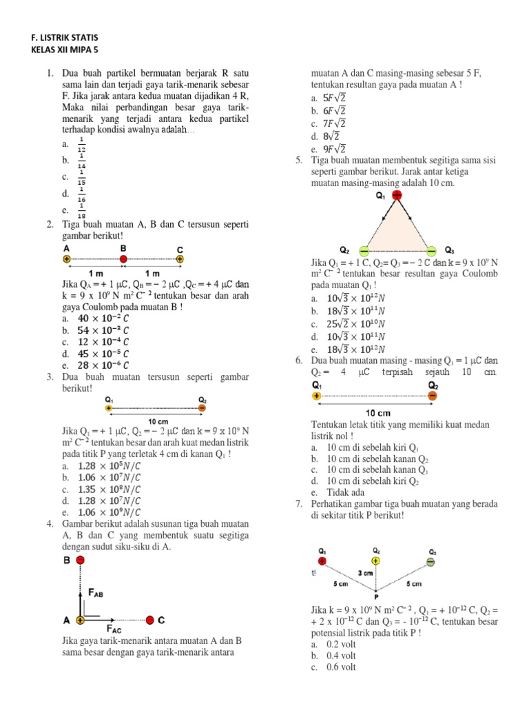 Soal Listrik Statis - Kelas Xii | PDF