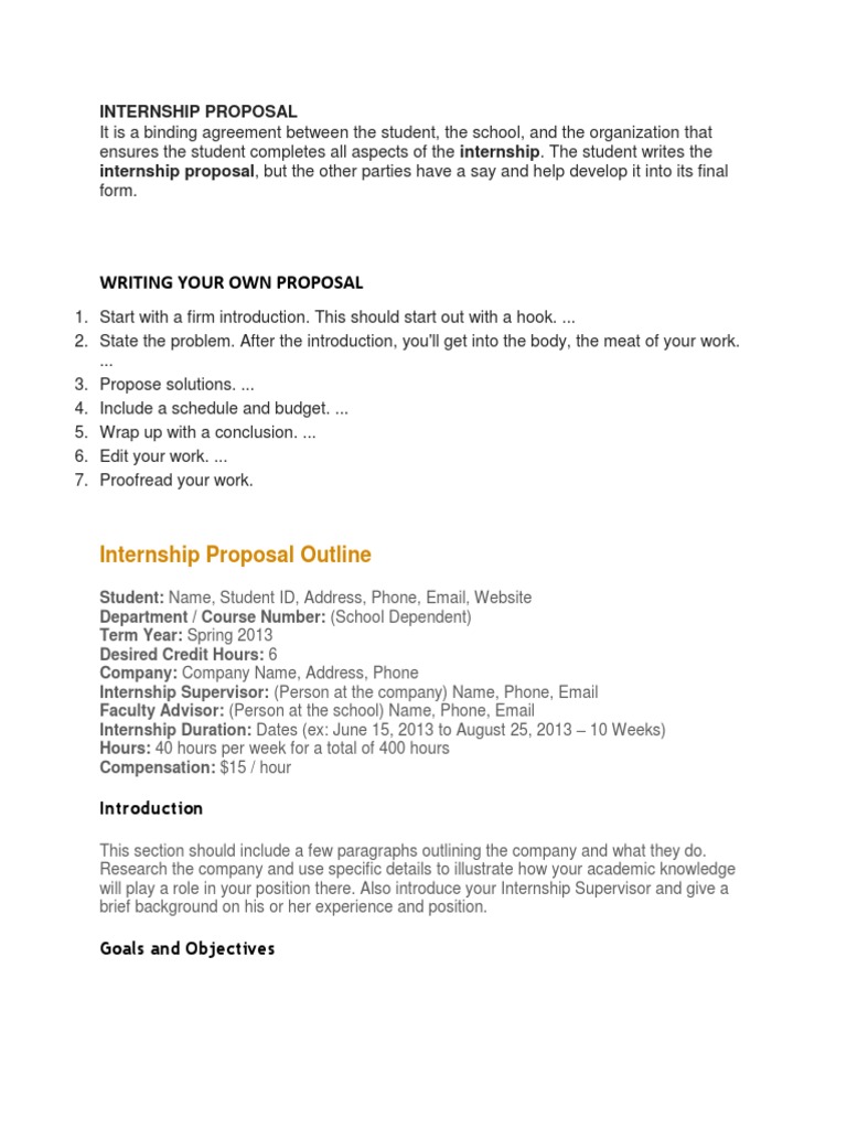 Internship Proposal | PDF | Internship | Job Hunting