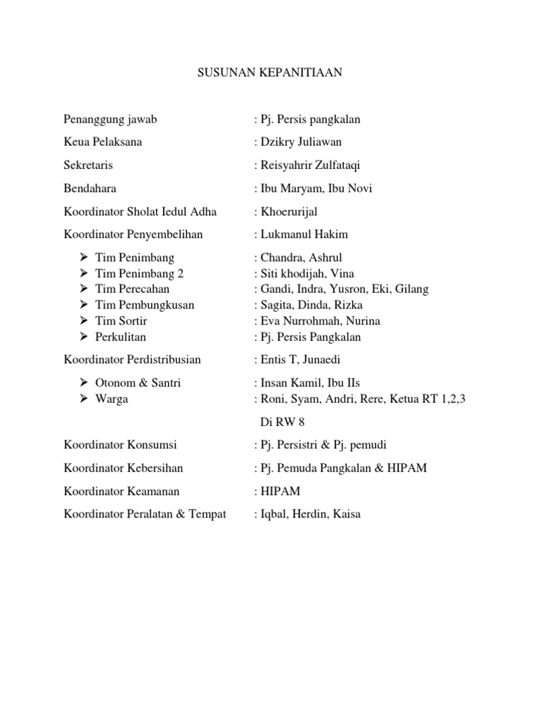 Susunan Kepanitiaan | PDF