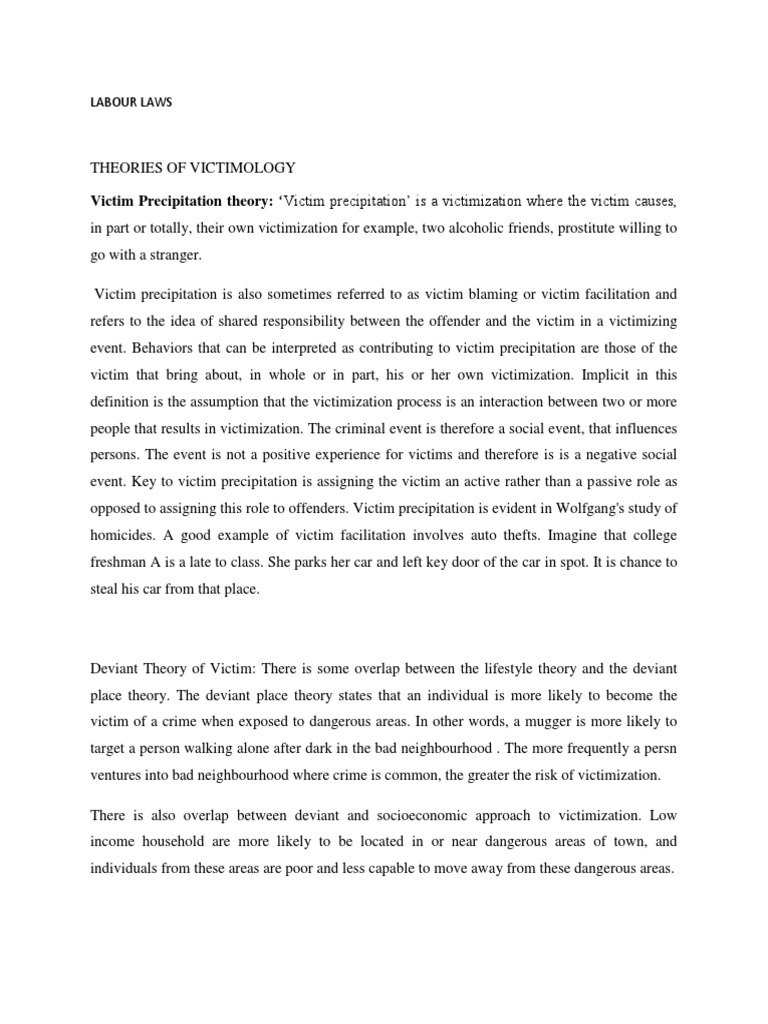 Victim Precipitation Theory: Victim Precipitation' Is A Victimization ...