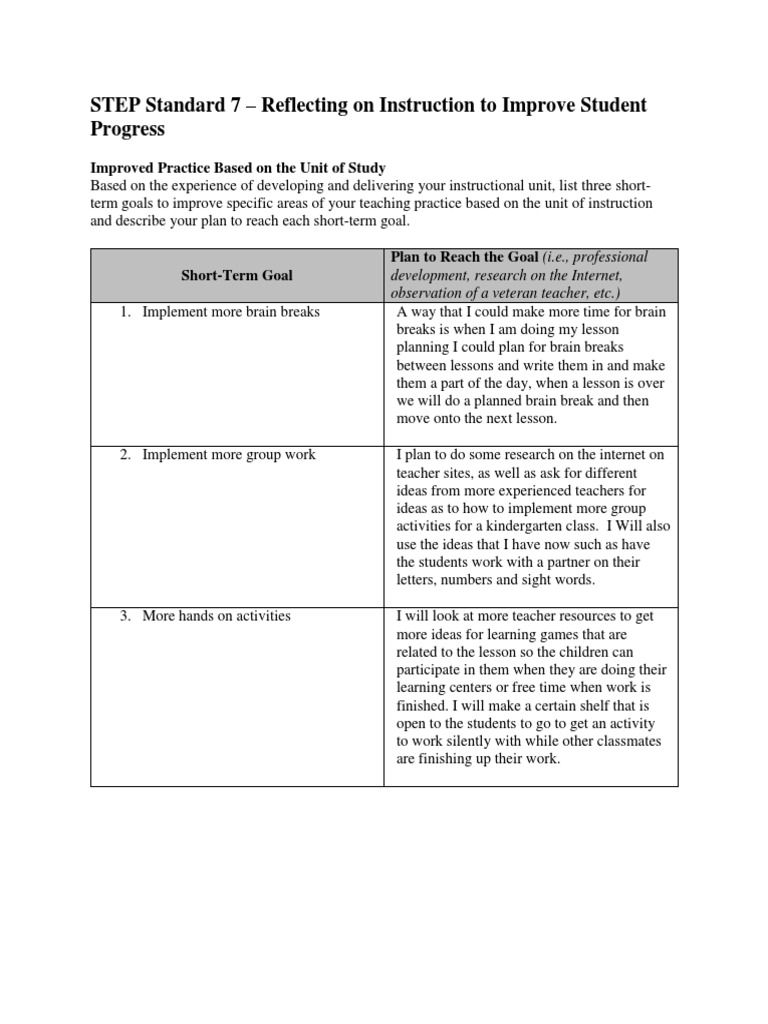 Step Standard 7 | PDF | Teachers | Goal