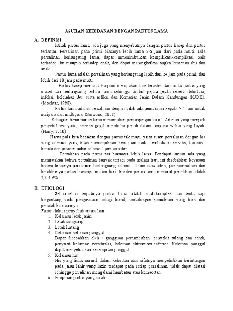 Asuhan Kebidanan Dengan Partus Lama | PDF | Kesehatan Holistik