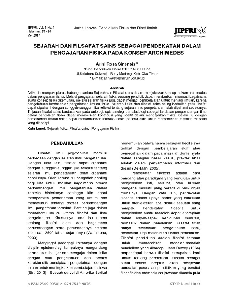 ID Sejarah Dan Filsafat Sains Sebagai Pende PDF | PDF