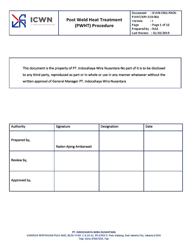 Post Weld Heat Treatment (PWHT) Procedure | PDF | Thermocouple | Welding