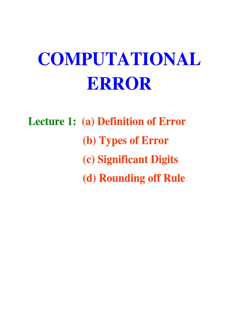 Numerical Errors PDF | PDF | Numbers | Significant Figures