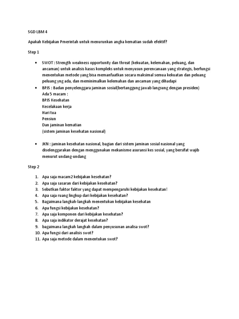 SGD LBM 3 Sistem Kesehatan Nasional | PDF