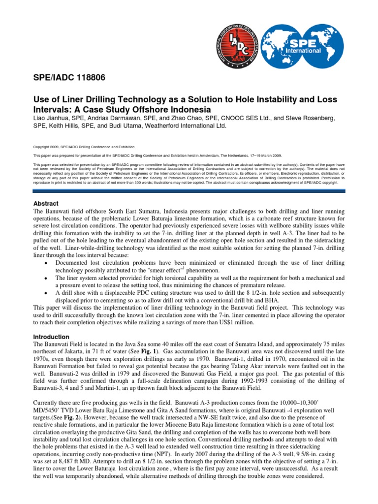 SPE/IADC 118806 Use of Liner Drilling Technology As A Solution To Hole ...