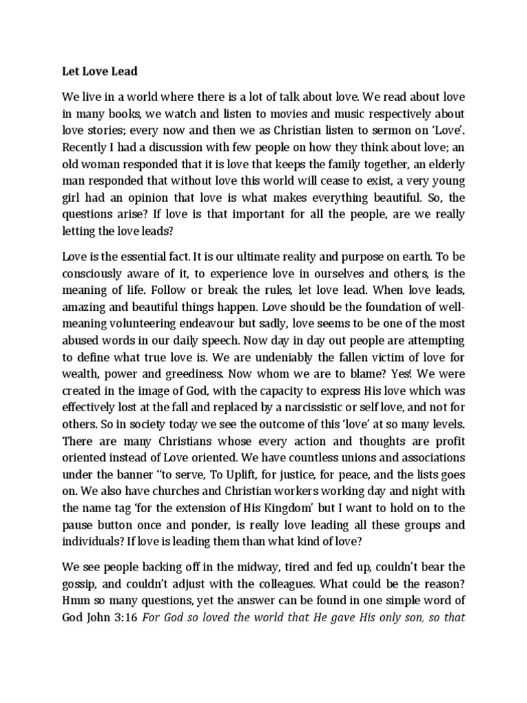 Let Love Lead | PDF | Meaning Of Life | Love