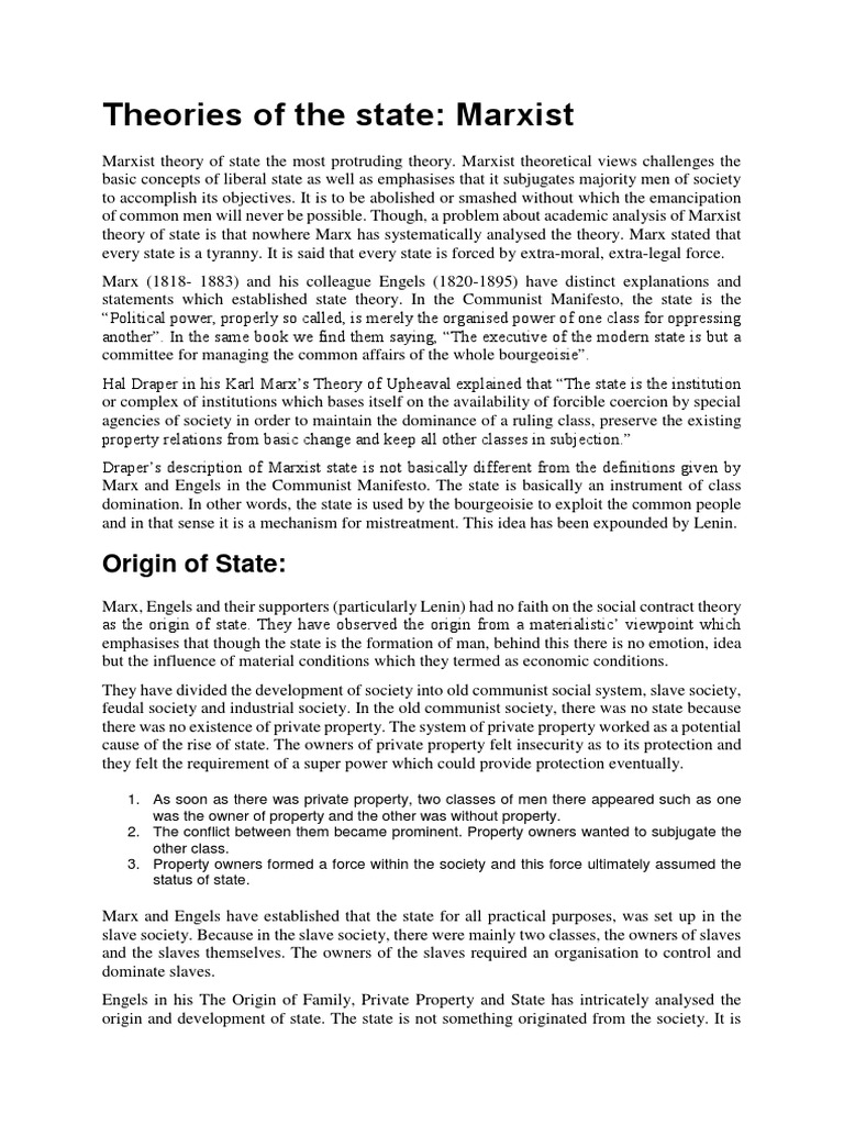 Theories of The State | PDF | Marxism | State (Polity)