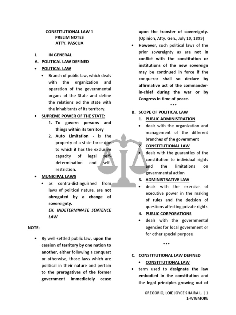 Constitutional Law 1 Prelim Notes | PDF | Territorial Waters | Constitution