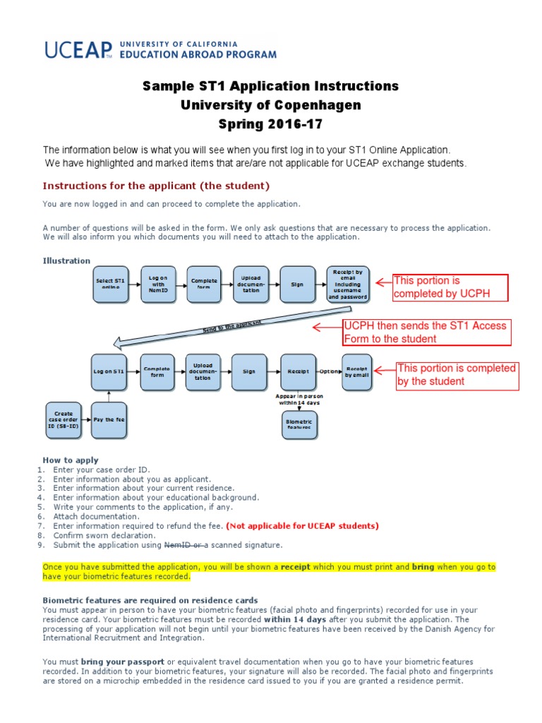 Sample ST1 Application Instructions Spring1617 | PDF | Fee | Biometrics