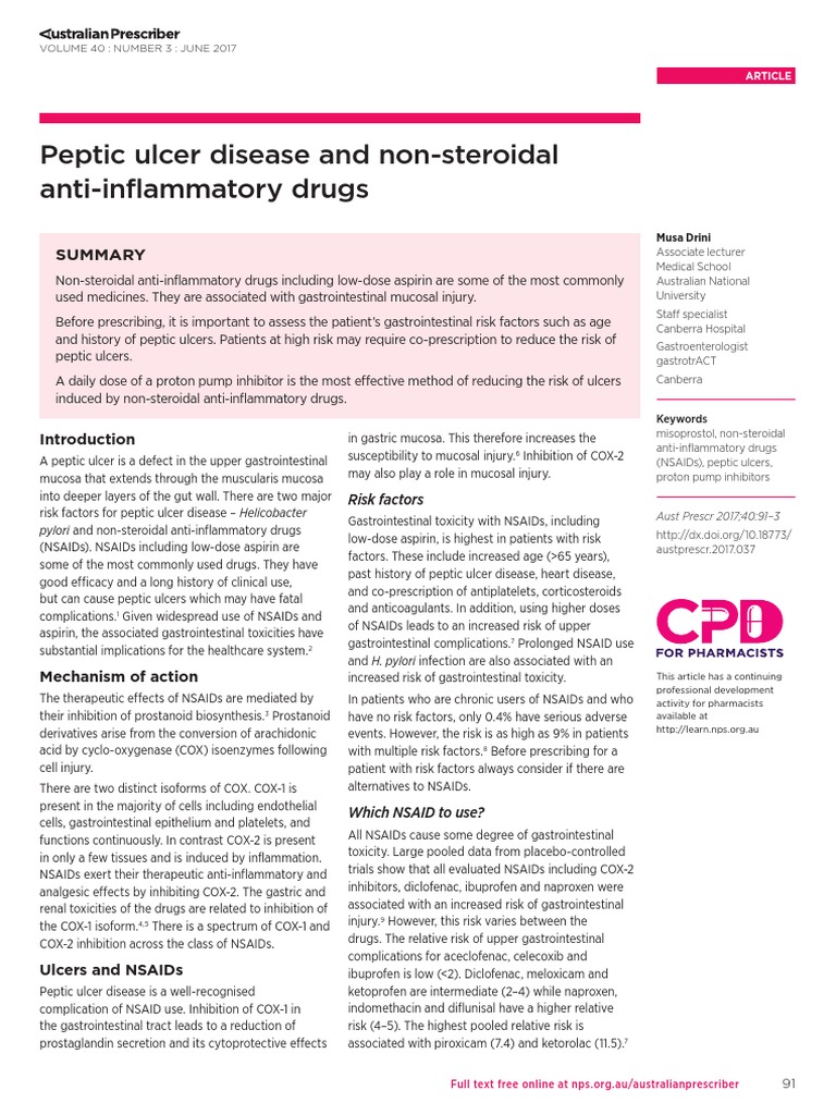 NSAIDs Peptic Ulcer Risk Reduction | PDF | Nonsteroidal Anti ...