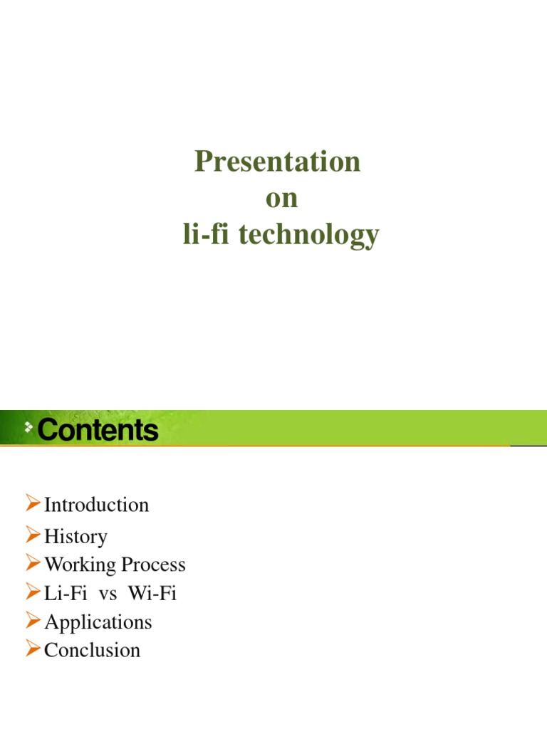 Presentation On Li-Fi Technology | PDF | Networks | Electricity