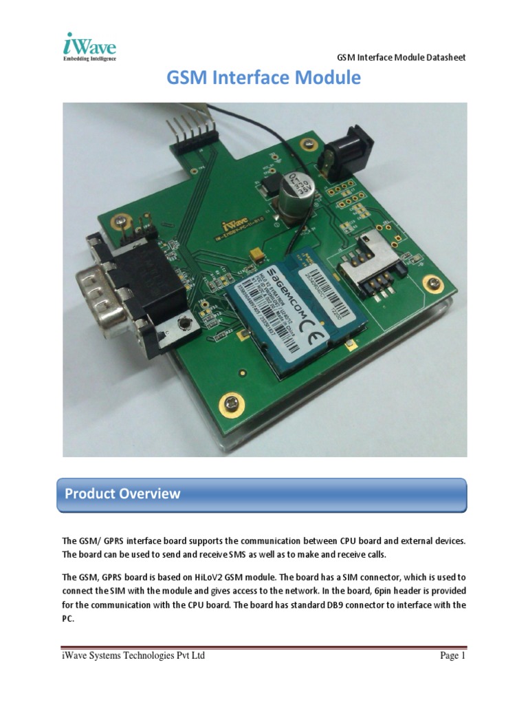GSM Interface Module: Product Overview | PDF | Gsm | Input/Output