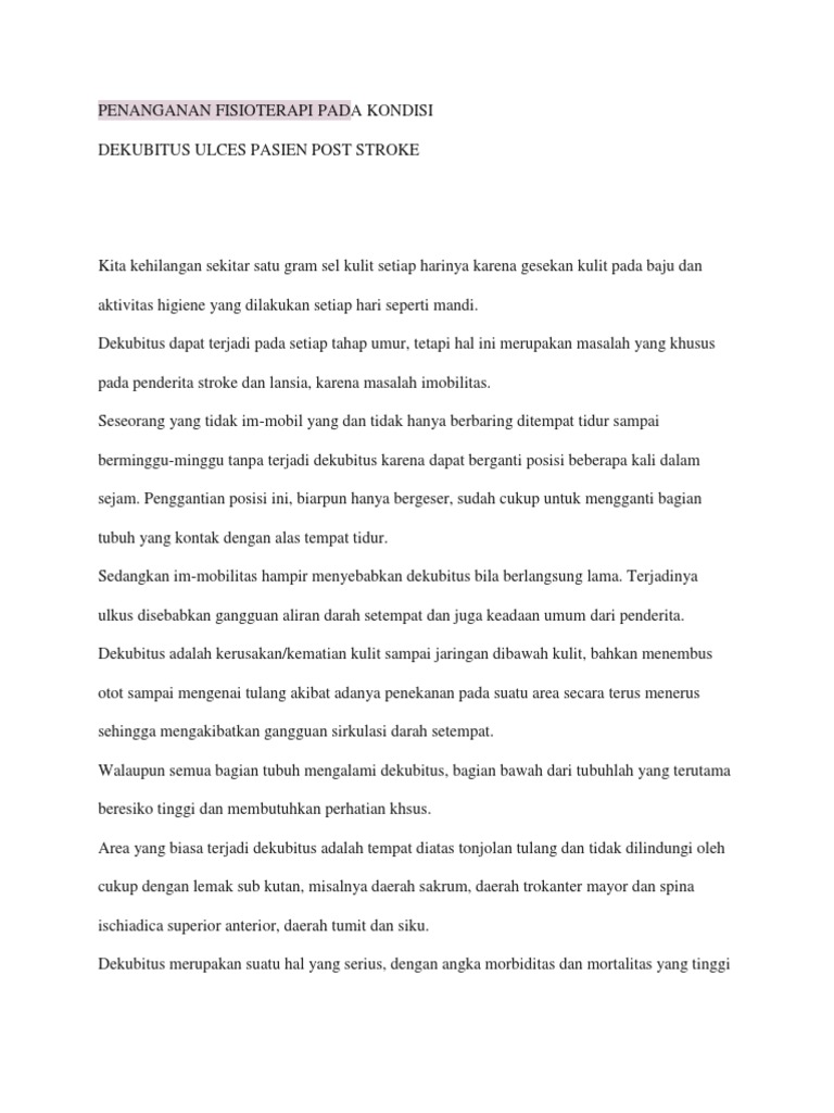 Penanganan Fisioterapi Pada Kondisi Ulcer | PDF | Perjalanan ...