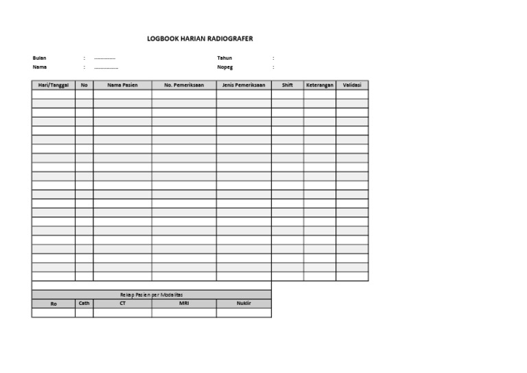 Logbook Harian Radiografer CT | PDF